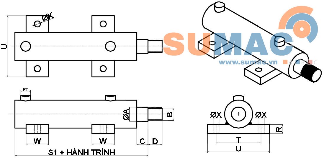 Xi lanh thủy lực 100 - Cylinder for hydraulic